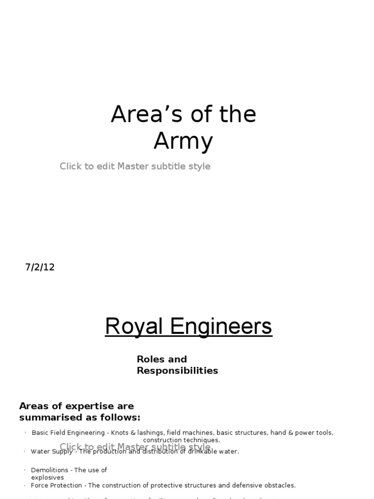 Area's of The Army: Click To Edit Master Subtitle Style | PDF ...