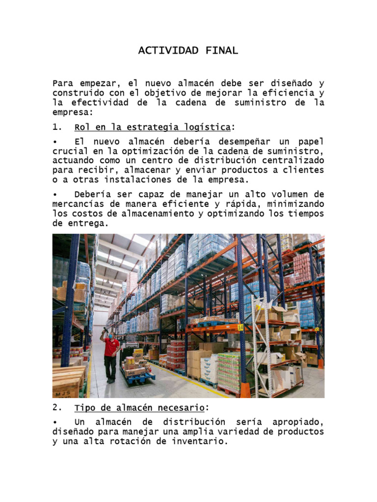 ACTIVIDAD FINAL | PDF | Almacén | Logística