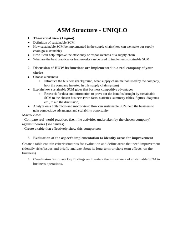 (Strategic SC) ASM 1 - Assessing Supply Chain Management Strategy | PDF ...