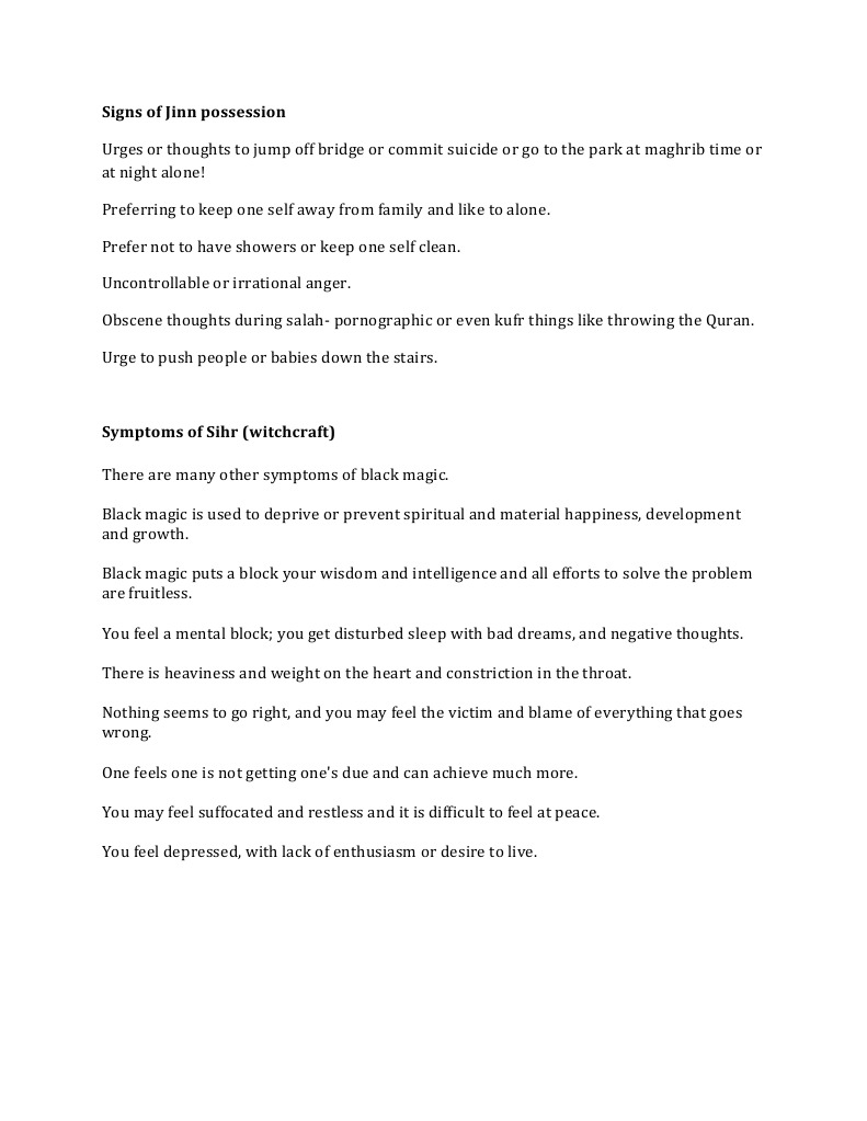 Signs of Jinn Possession & Sihr | PDF