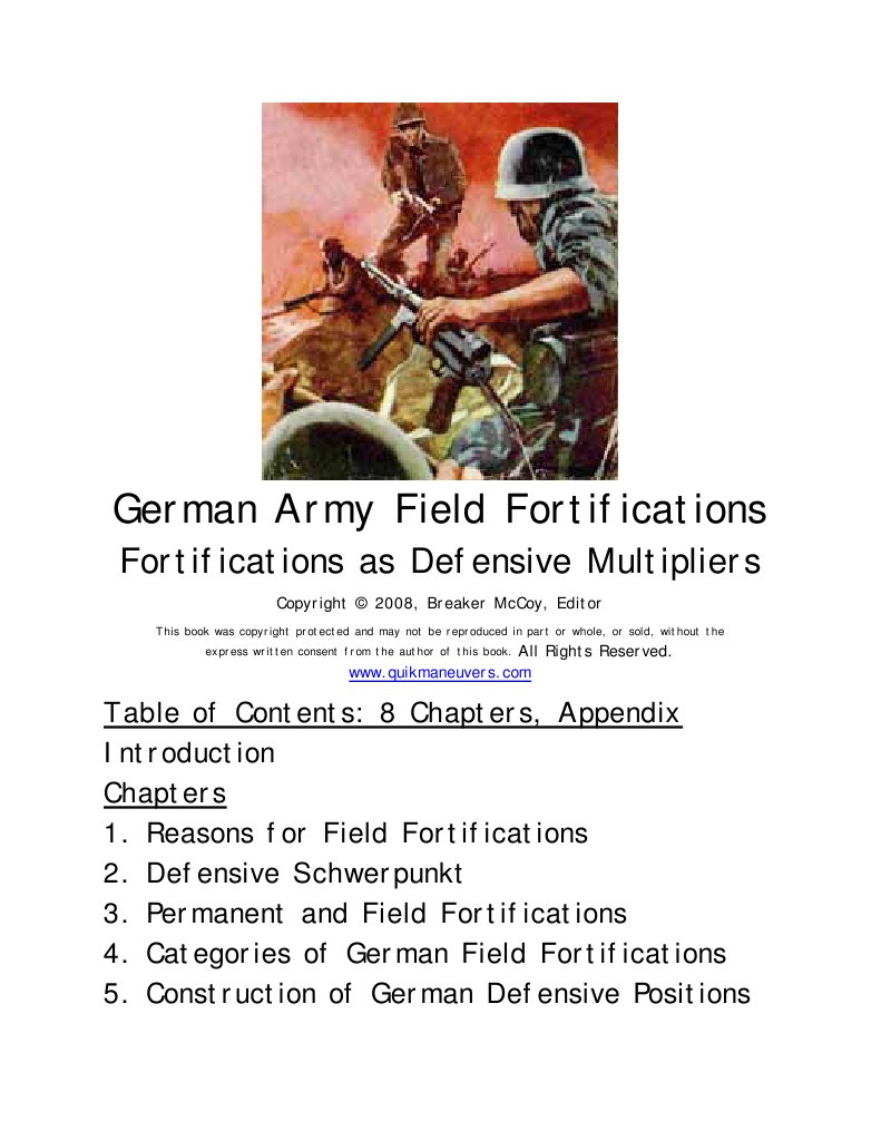 German Army Field Fortifications ToC | PDF