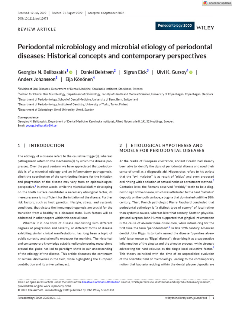 9 - Periodontology 2000 - 2023 - Belibasakis - Periodontal Microbiology ...