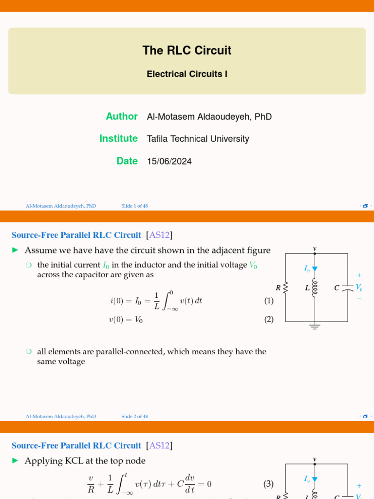 Chapter 6 - The RLC Circuit | PDF | Damping | Electrical Network
