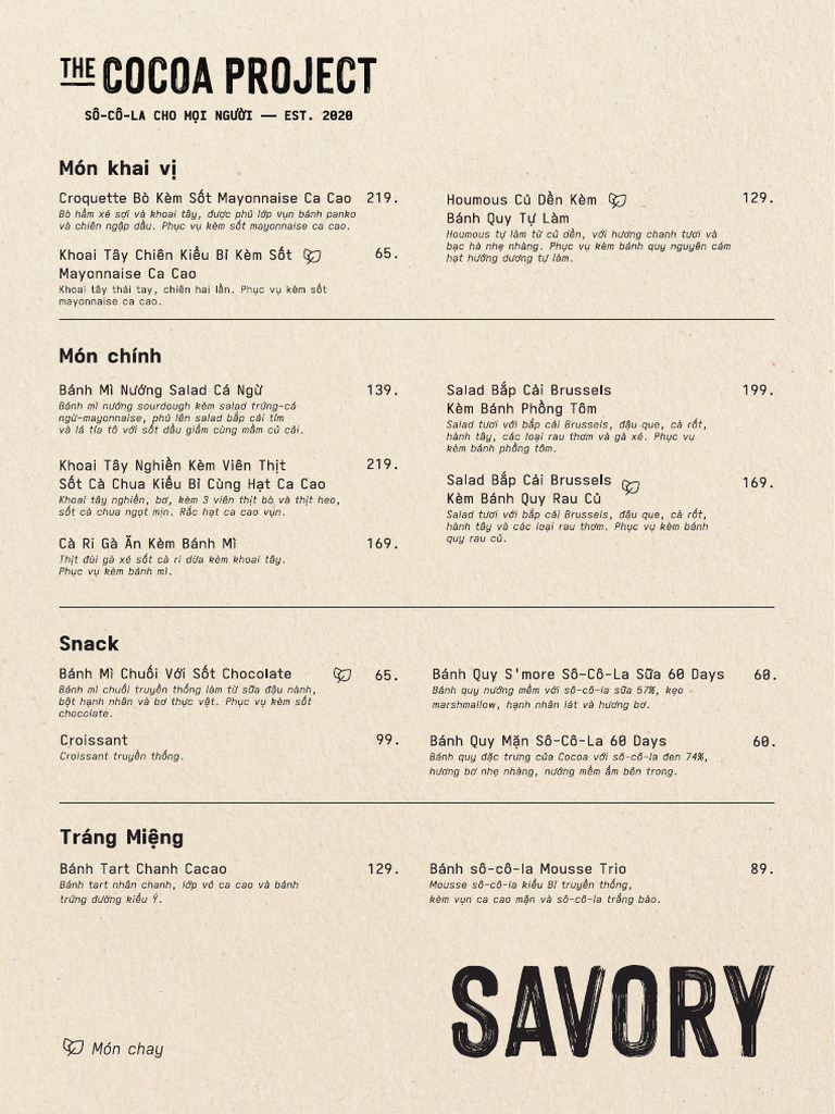 Vie Menu the Cocoa Project_store 2_v5 | PDF