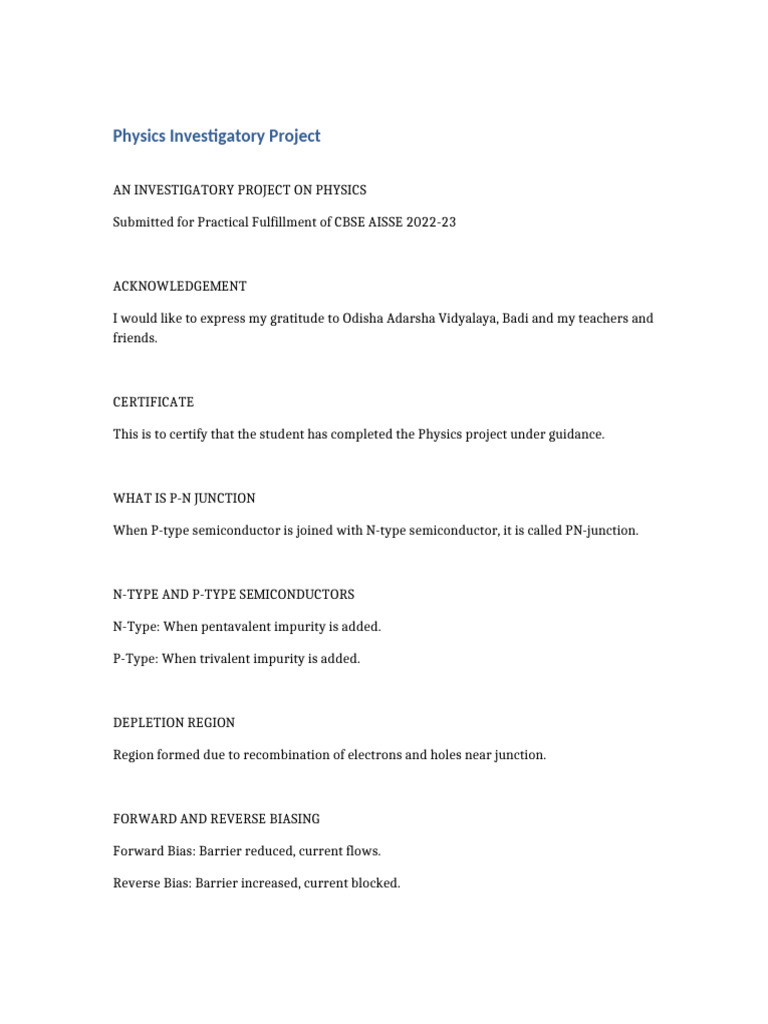 Physics Project | PDF