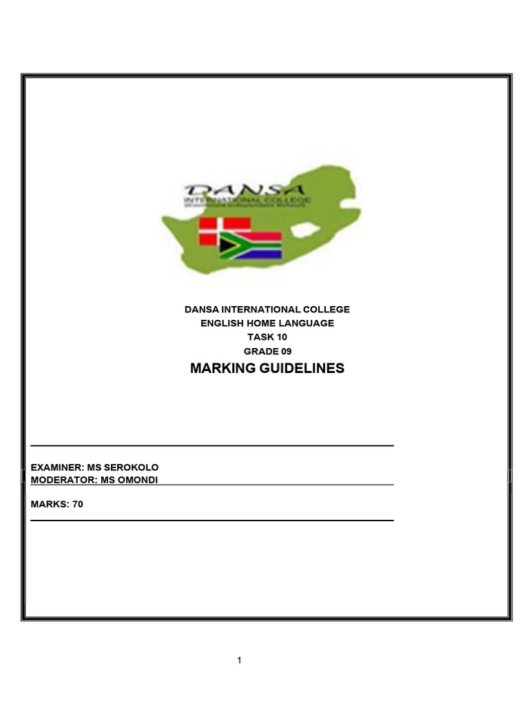 Grade 9 English Home Language Memo . | PDF | Verb | Linguistics