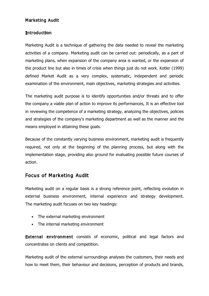 Marketing Audit. | PDF | Strategic Management | Marketing