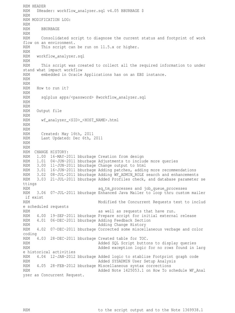Workflow Analyzer | PDF | System Administrator | Oracle Database