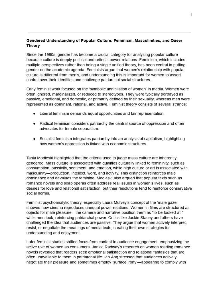 Unit - II: Gender and Popular Culture | PDF | Feminism | Gender Studies