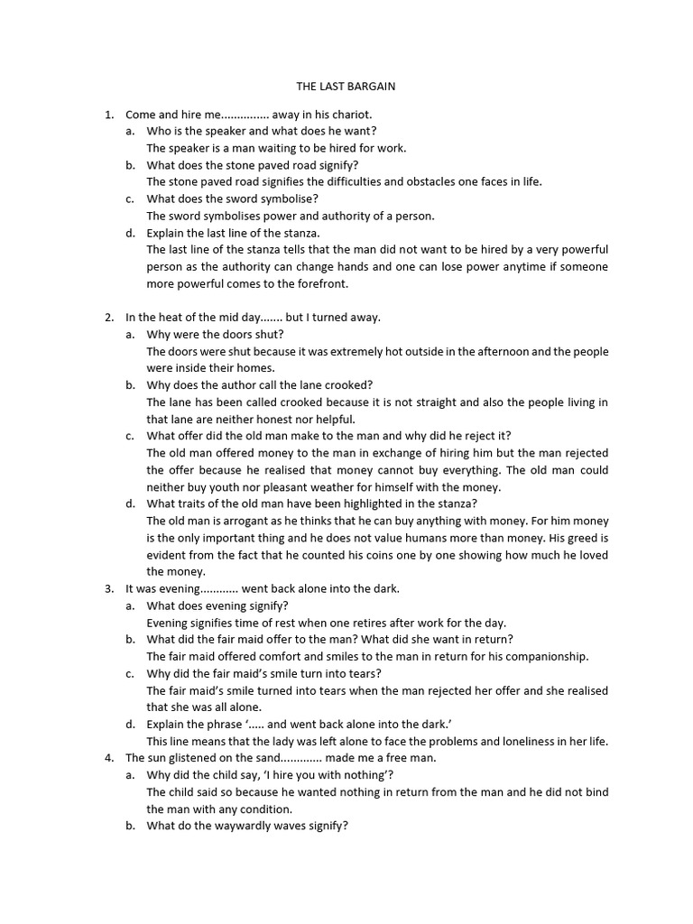 The Last Bargain | PDF