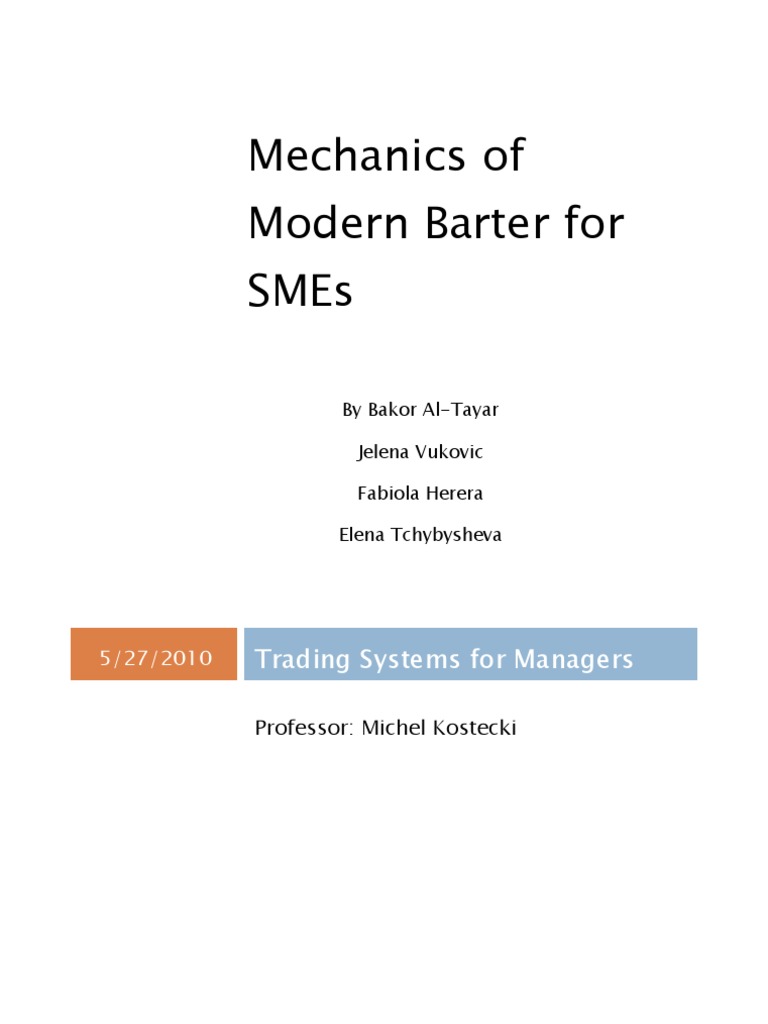 Mechanics of Modern Barter For SME1-7 | PDF | Barter | Purchasing Power ...