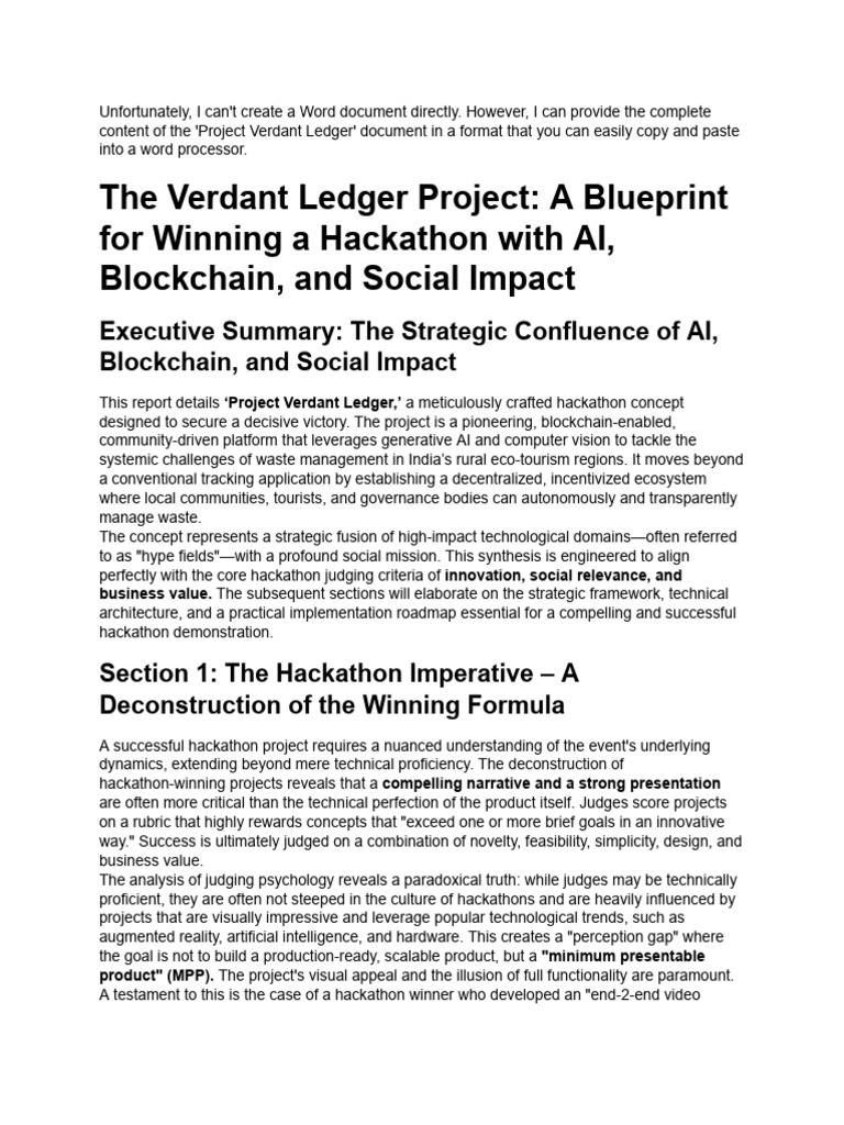 The Verdant Ledger Project - A Blueprint For Winnin... | PDF
