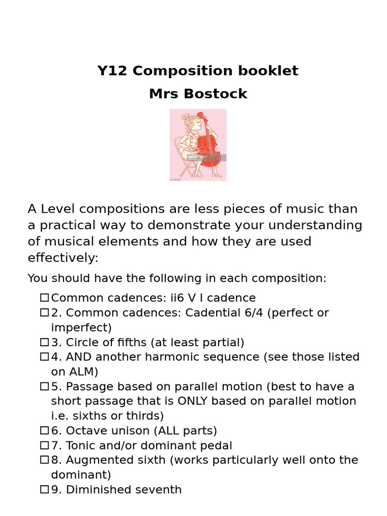 Y12 Aut2 Composition Booklet | PDF | Chord (Music) | Harmony