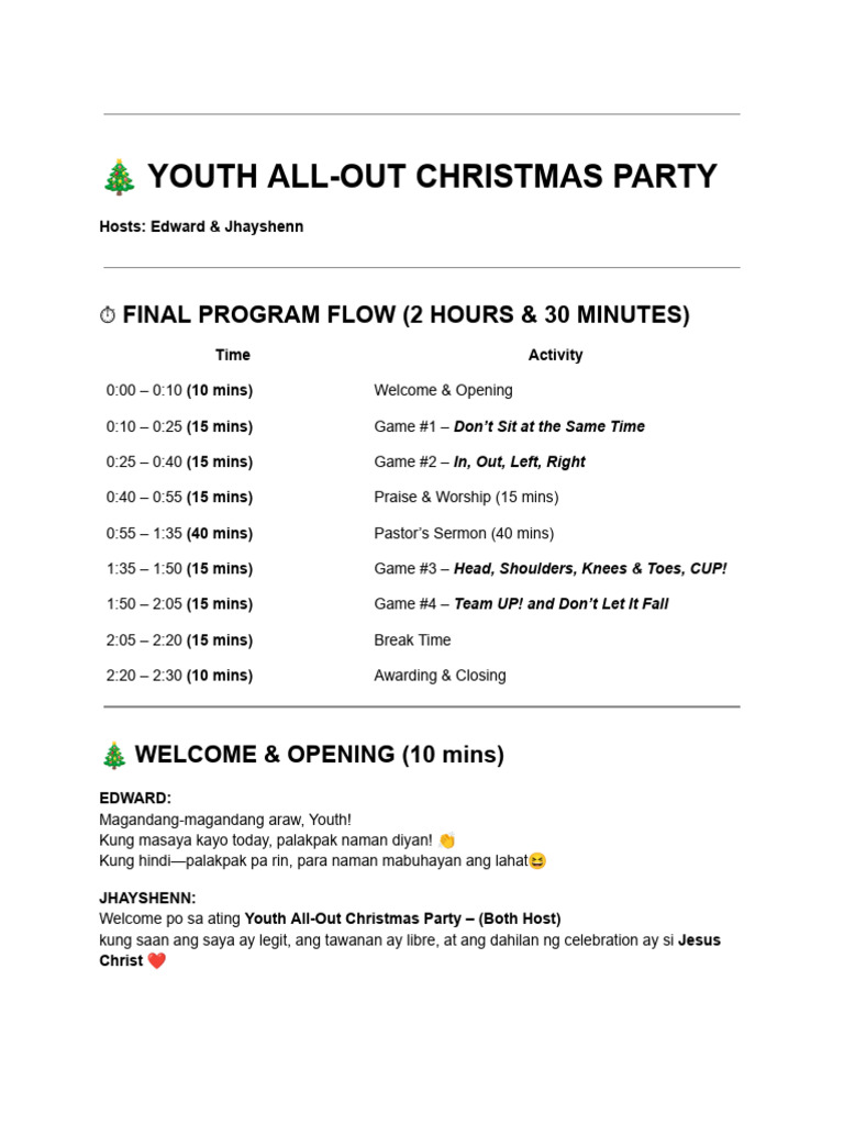 ? Youth All-out Christmas Party (1) | PDF