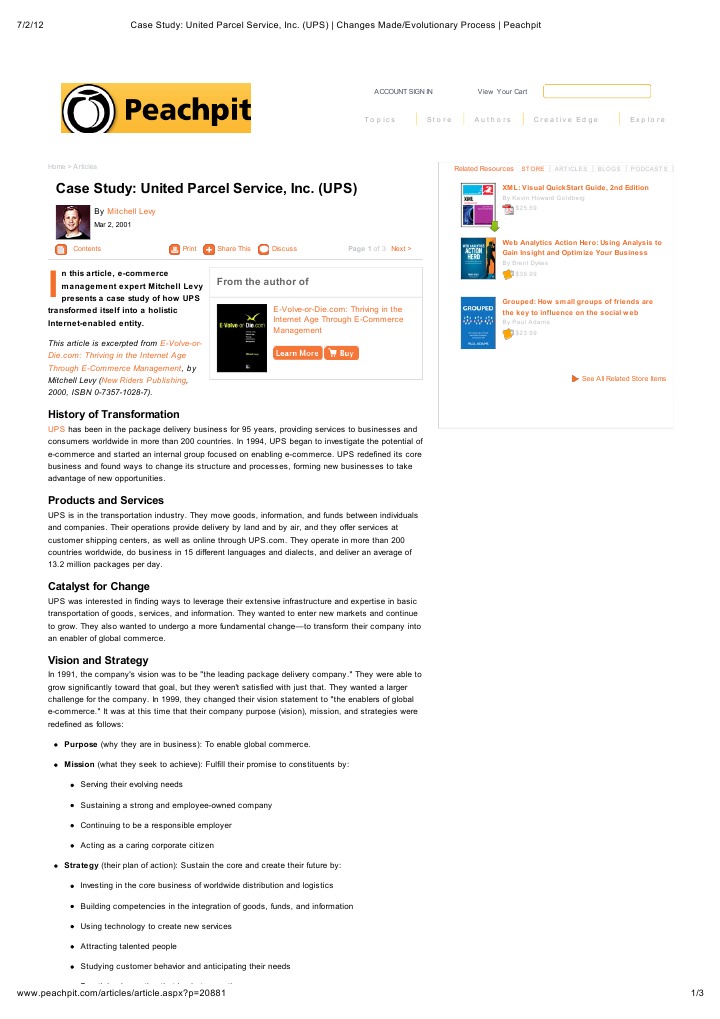 Case Study - United Parcel Service, Inc | PDF | United Parcel Service ...