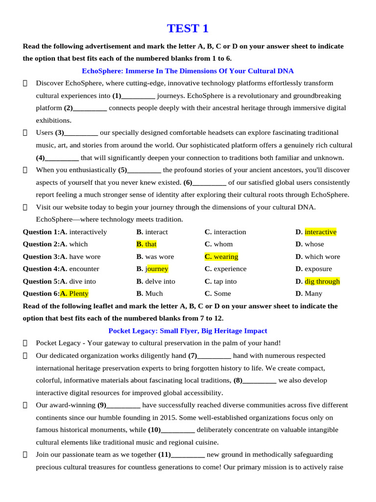 Unit 6 Revision Test 1 Hs | PDF | Narrative | Archive