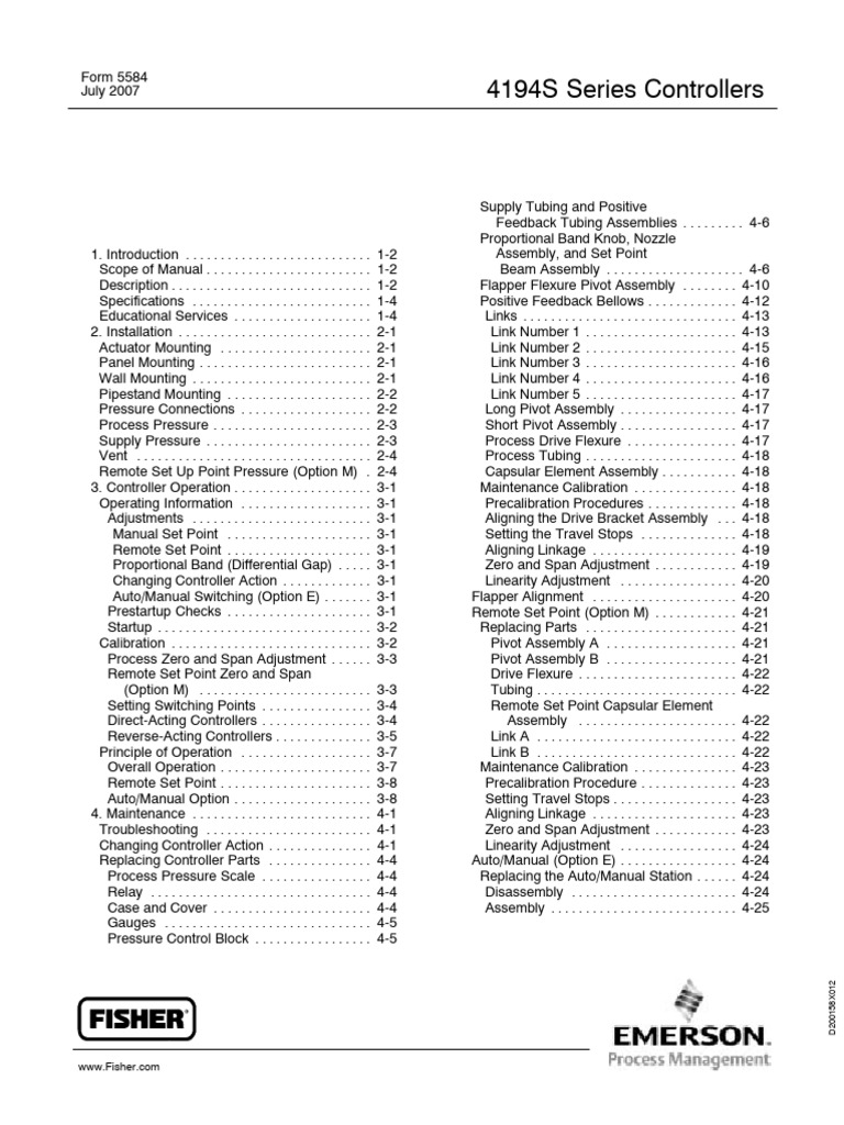 fisher4194S Series Controllers | PDF | Valve | Screw