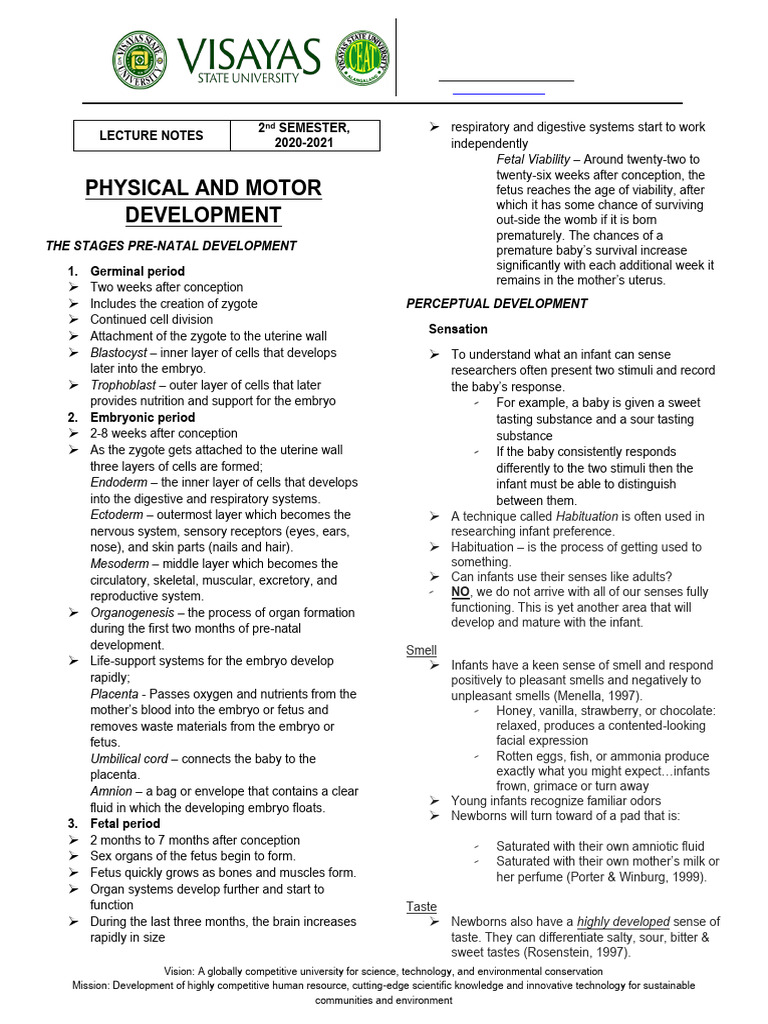 Lesson 2.1 Biological Development (Physical and Motor Development).Unit 2pdf | PDF | Perception ...
