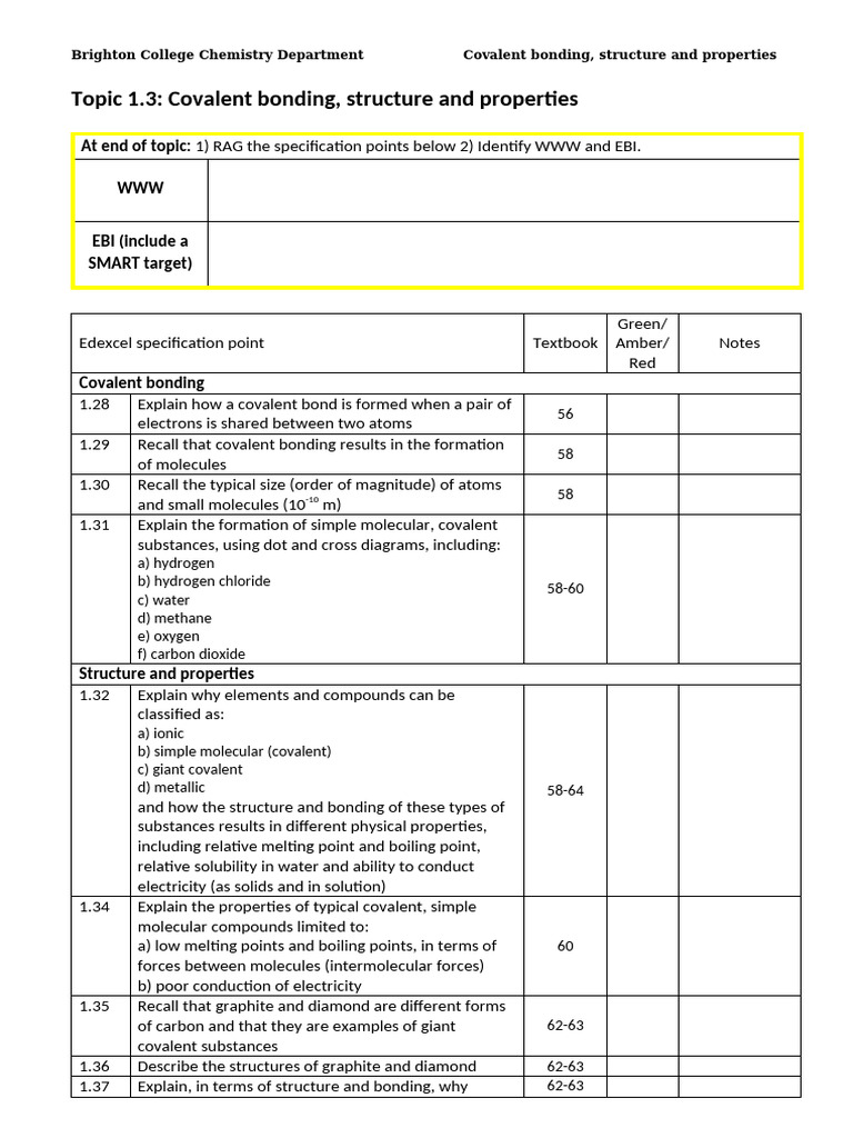 1.3 Covalent Bonding Structure and Properties | PDF | Chemical Bond ...