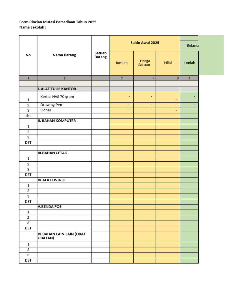 Data Persediaan 2025 | PDF