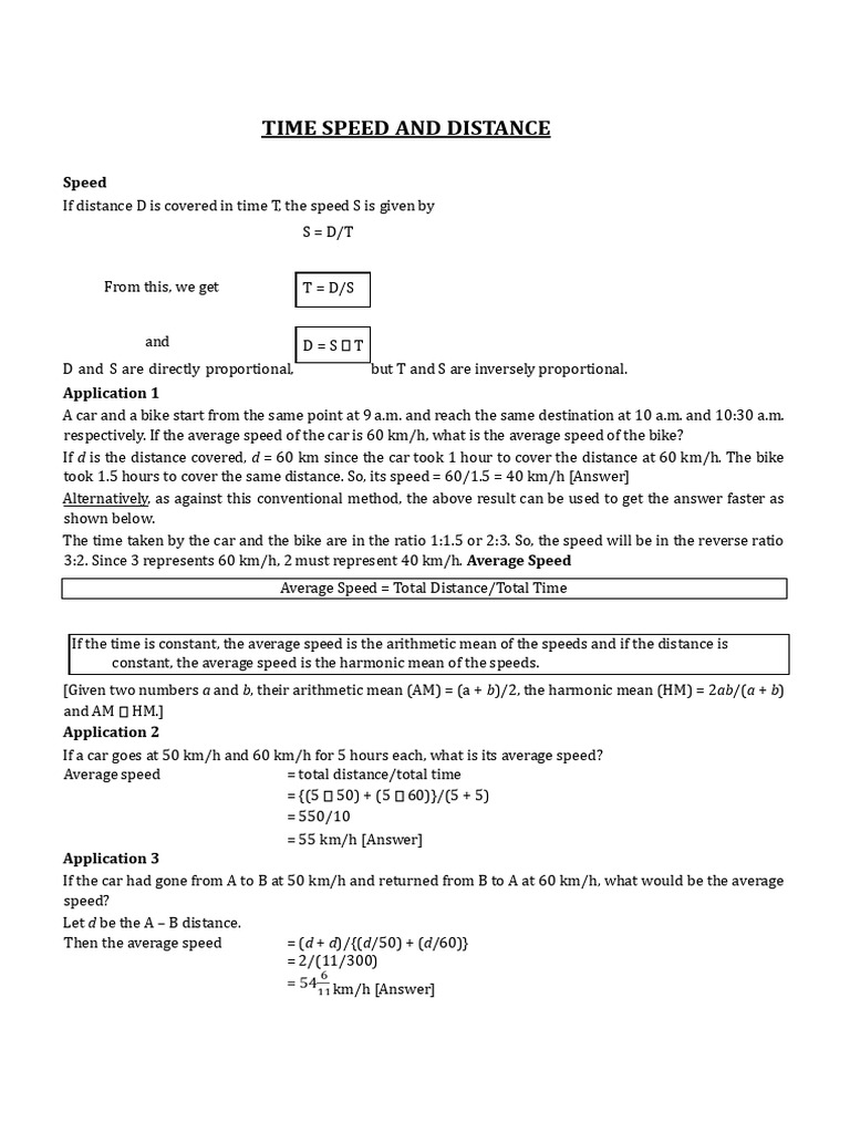 Book 6 - Time Speed and Distance_Qns1 | PDF | Speed | Mean