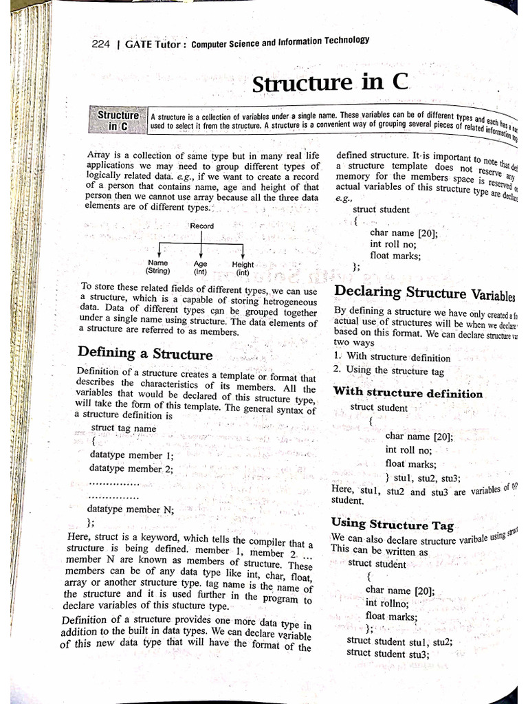 Structures in C Notes | PDF