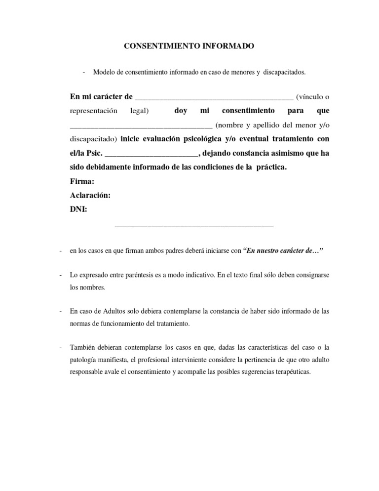 Formulario De Consentimiento Informado Para La - vrogue.co