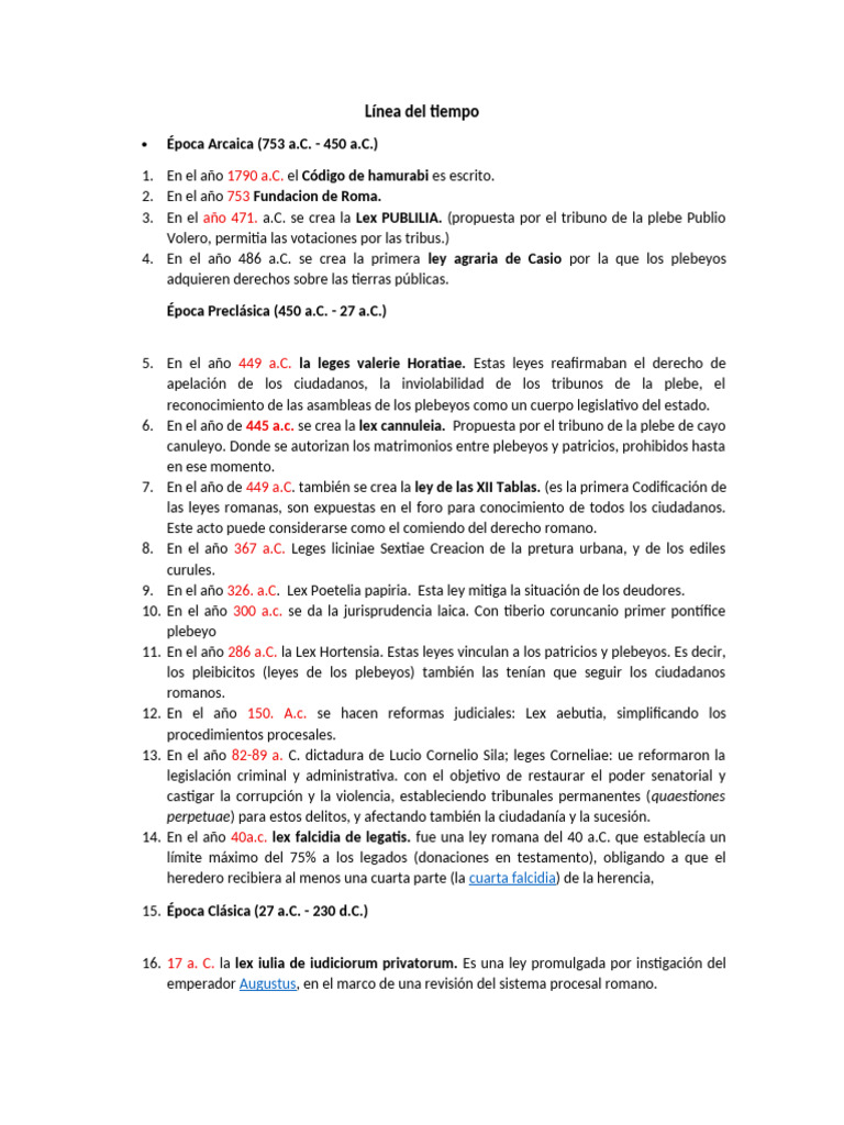 Línea Del Tiempo Codigos Civiles Romano | PDF | Propiedad | Ley romana