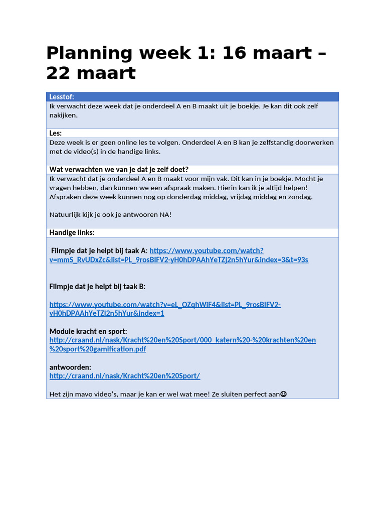 Planning Week 1 | PDF