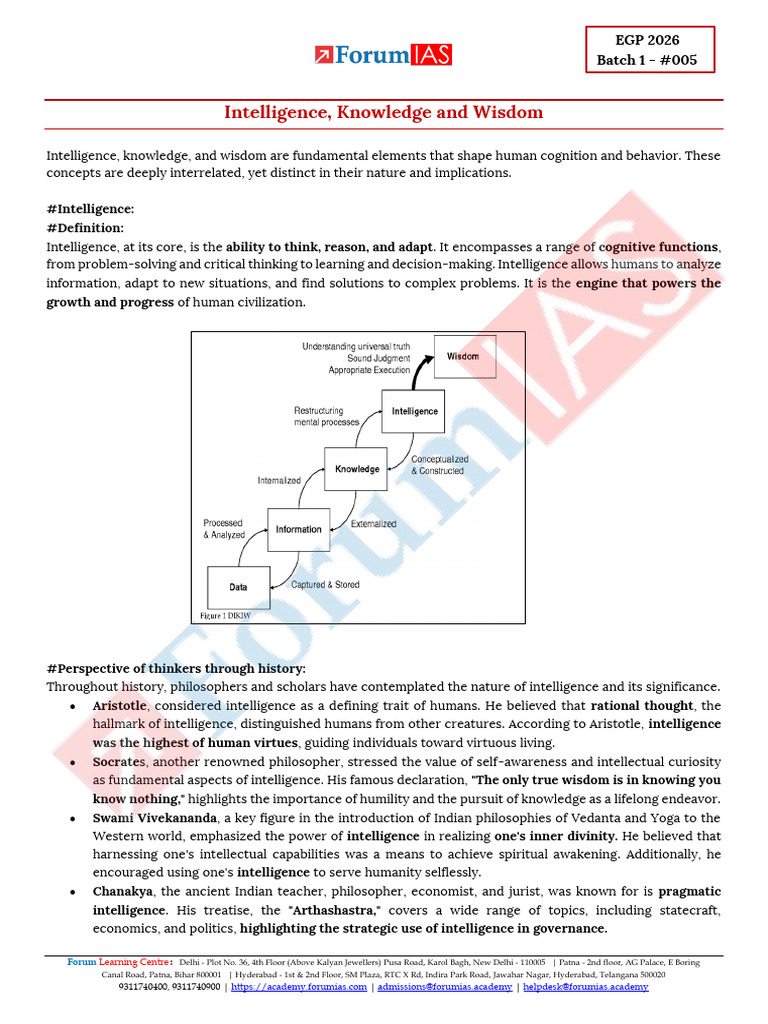 EGP 2026 - Intelligence, Knowledge and Wisdom | PDF | Wisdom | Intelligence