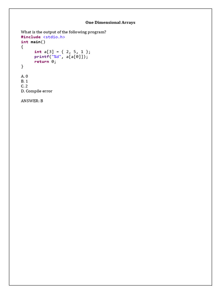 16 OneDimensionalArrays MCQ | PDF | Computing | Software Engineering