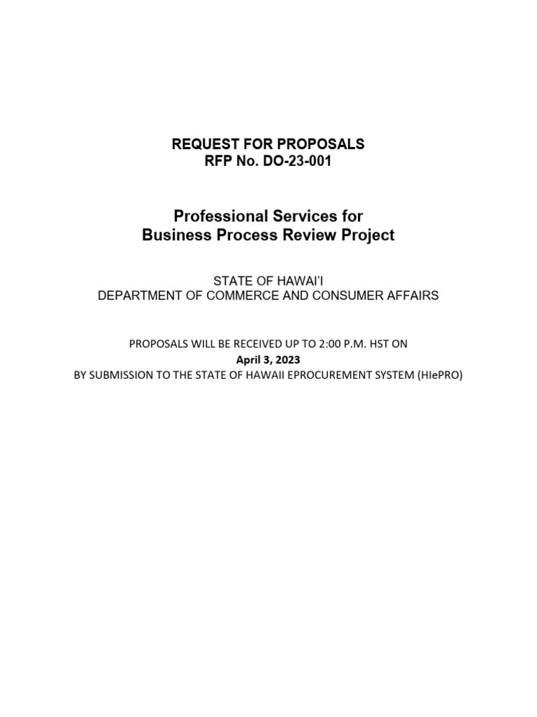 Business Process Review Project RFP-DCCA BPR_ RFP_3.2.23 | PDF ...