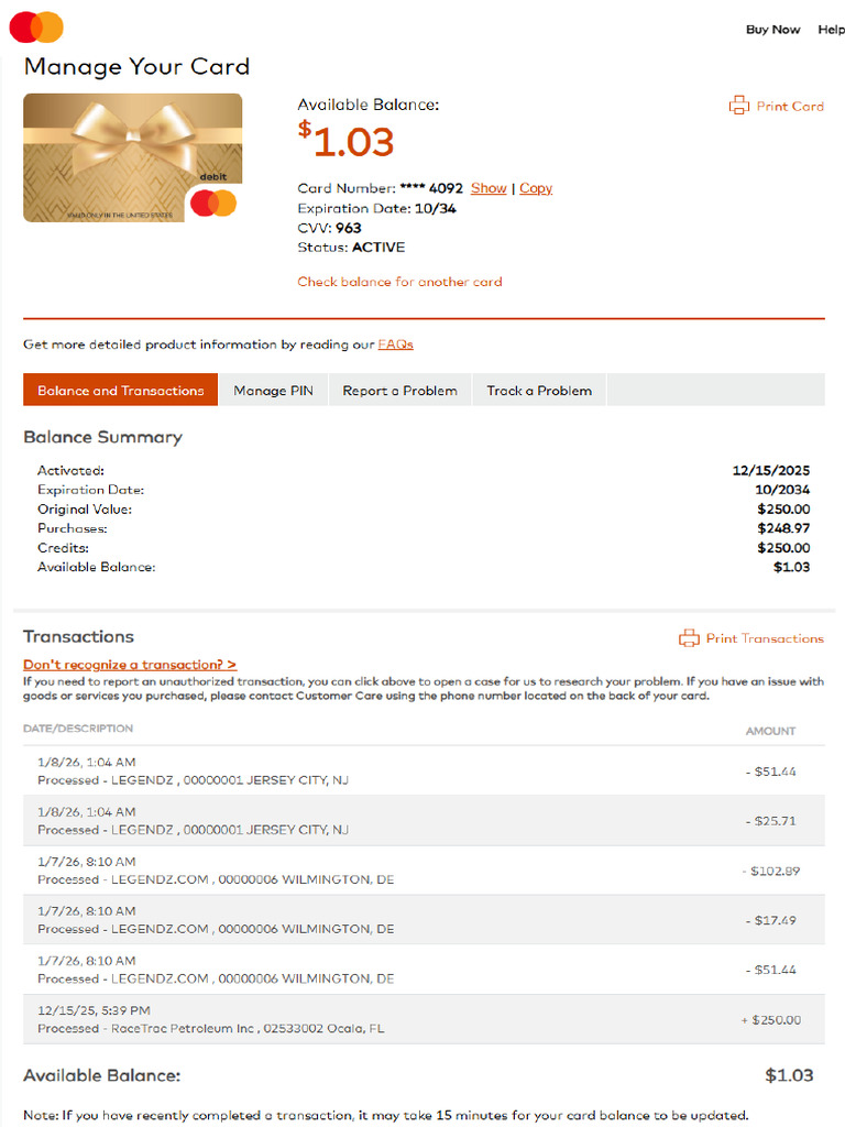 Mastercard 4092 Transactions | PDF