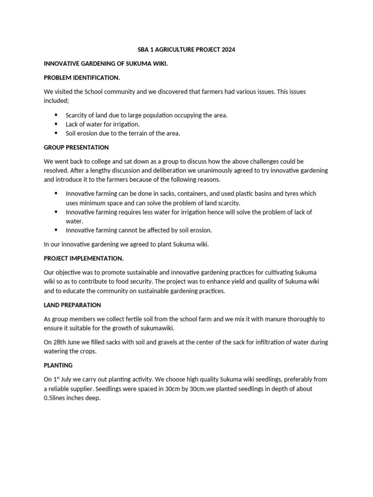 Agriculture Sba Project | PDF | Agriculture | Irrigation