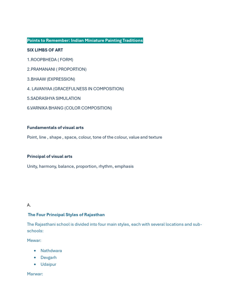 Key Points To Remember XII 2026. | PDF | Paintings | Plastic Arts
