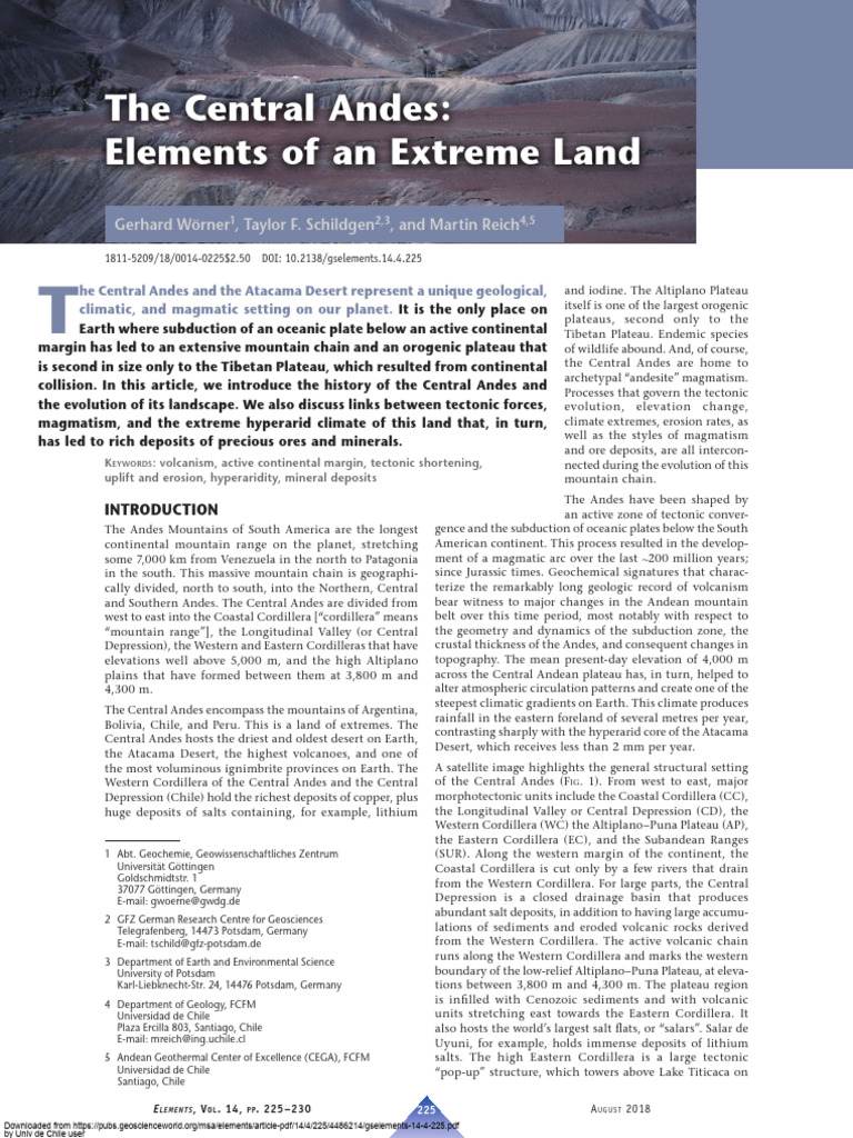 The_central_andes ELEMENTS OF EXTREME LAND | PDF | Andes | Plateau