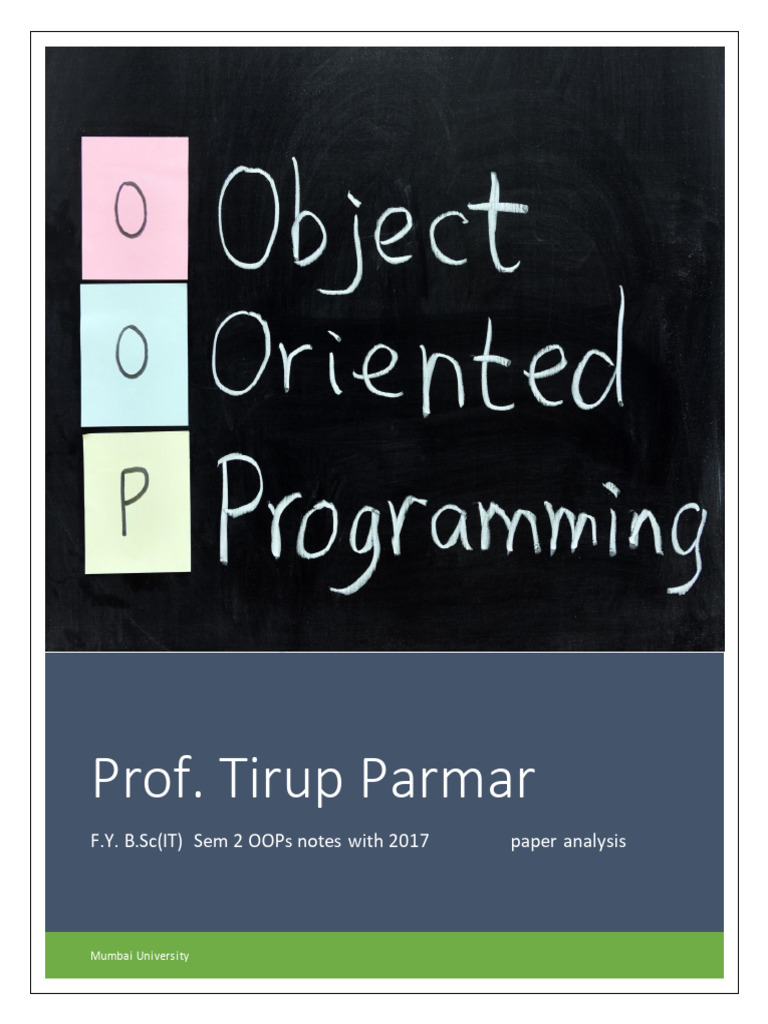 FYIT OOPs Unit 1 & 2 Notes | PDF | Variable (Computer Science) | Object Oriented Programming