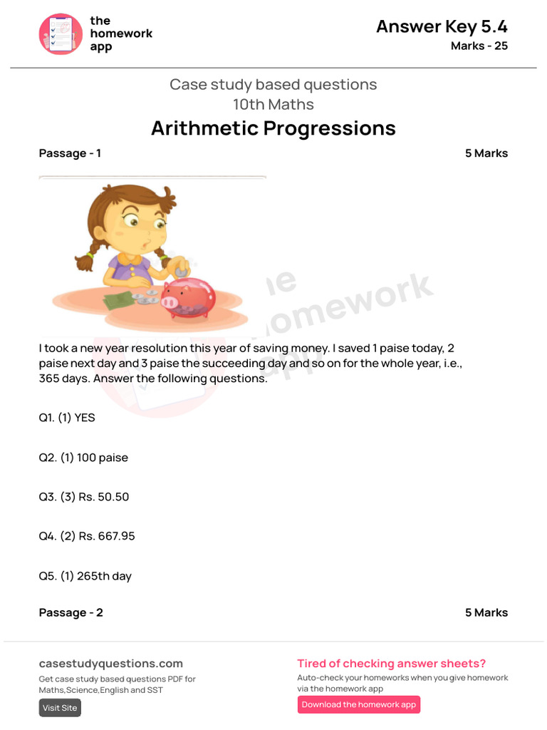(Answer Key 5.4) - (Arithmetic Progressions) | PDF