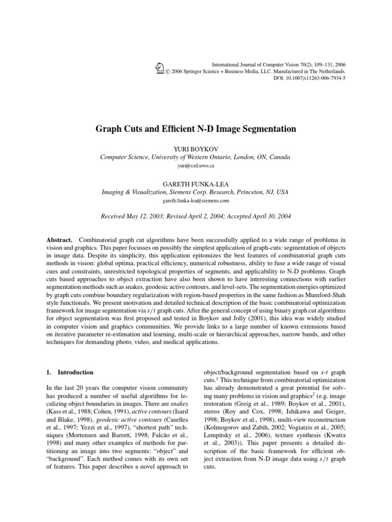 Graph Cut Segment Pdf Image Segmentation Mathematical Optimization