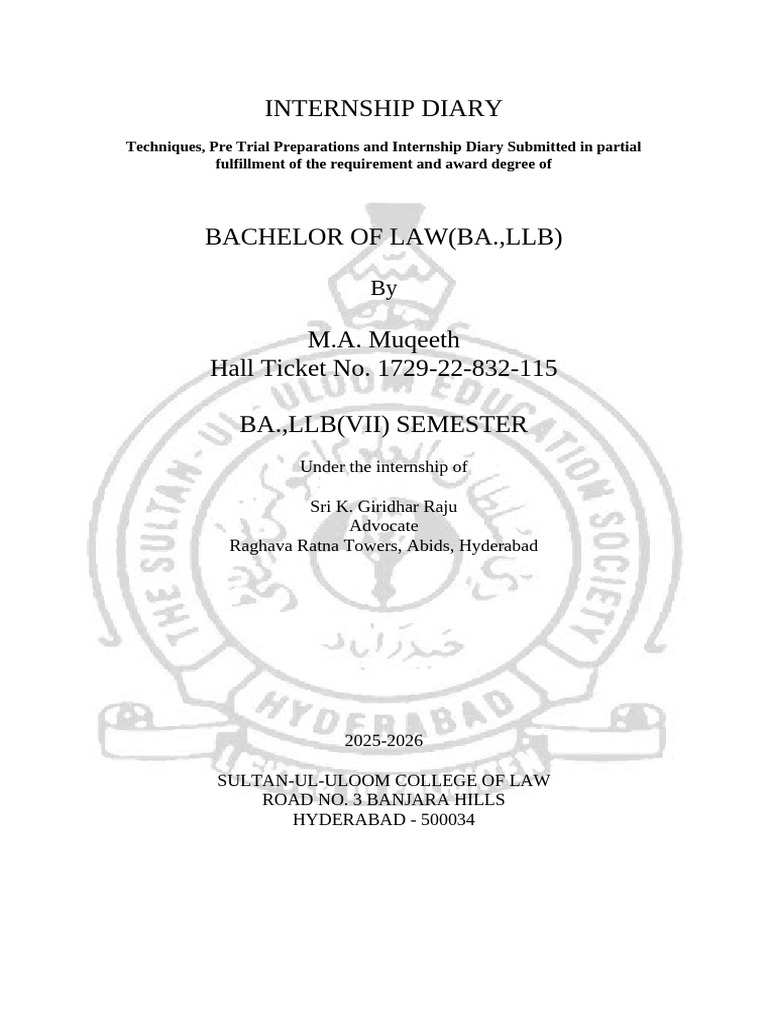 Internship DIARY-Muqeeth 2025-2026 | PDF