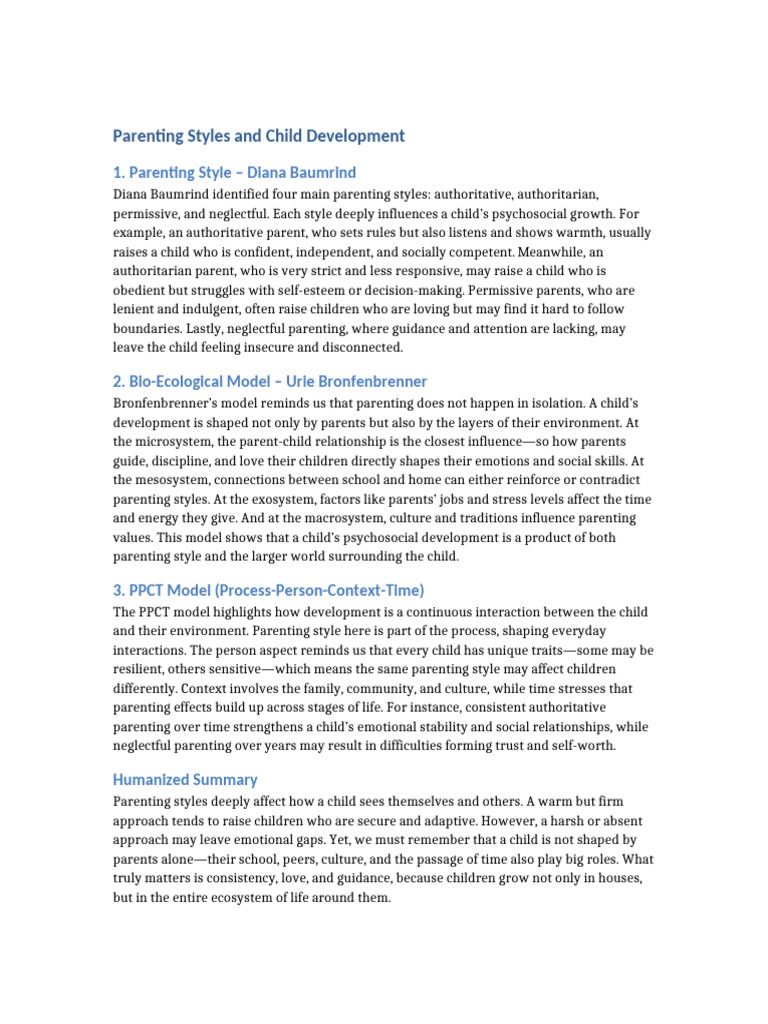 Parenting Styles Child Development | PDF | Parenting | Liberal Arts ...