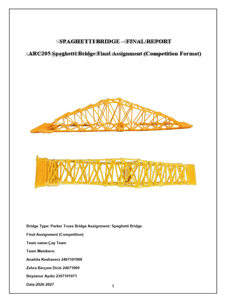 Spaghetti Bridge Model - Structural Analysis & Design Report | PDF ...