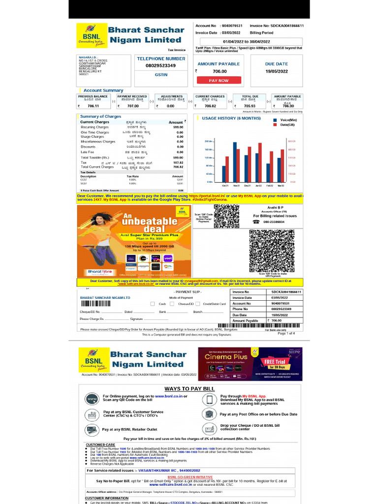 May Month Internet Bill Details | PDF