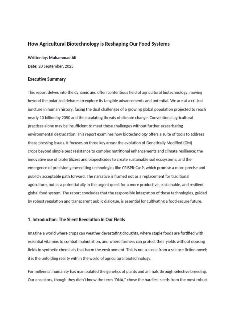 Research Report - Assignment 01 | PDF | Biotechnology | Genetic Engineering