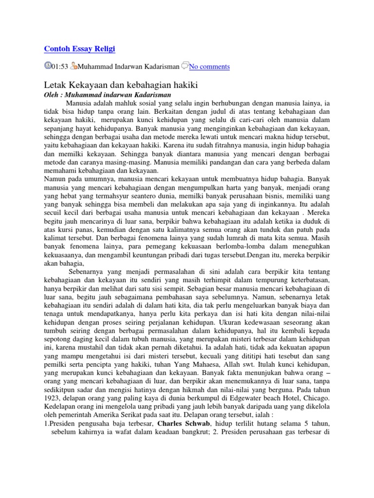 Contoh Essay Religi | PDF
