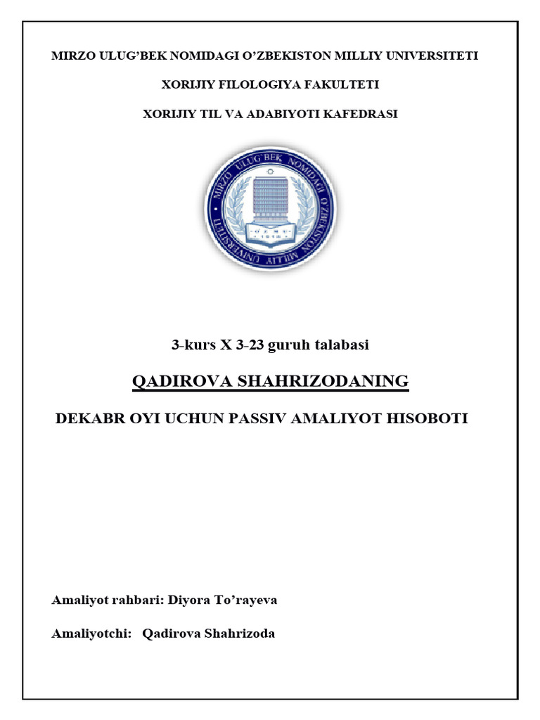 dekabr hisobot | PDF