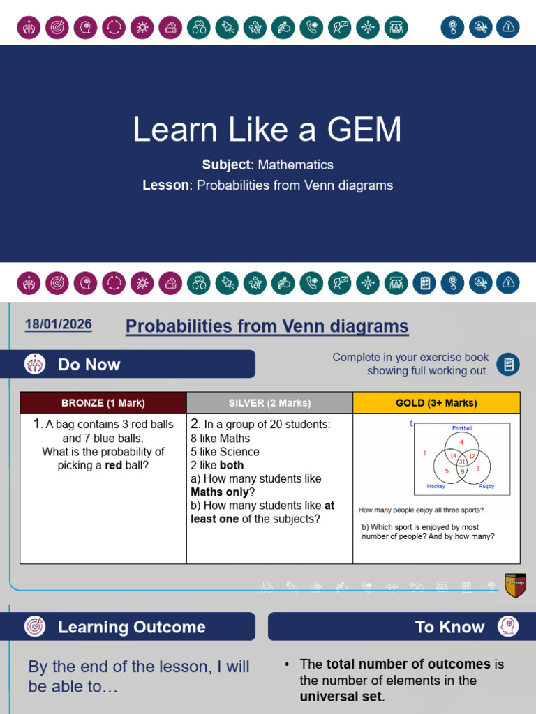 Yr 8 Unit 6 L2 Probabilities From Venn Diagrams | PDF | Probability ...