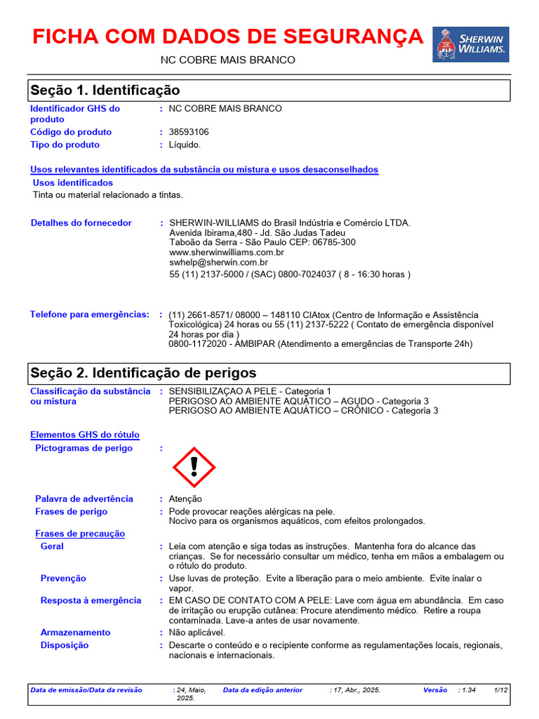13 - Nb Cobre Mais Branco - Sherwin Williams | PDF | Desperdício | Águas residuais