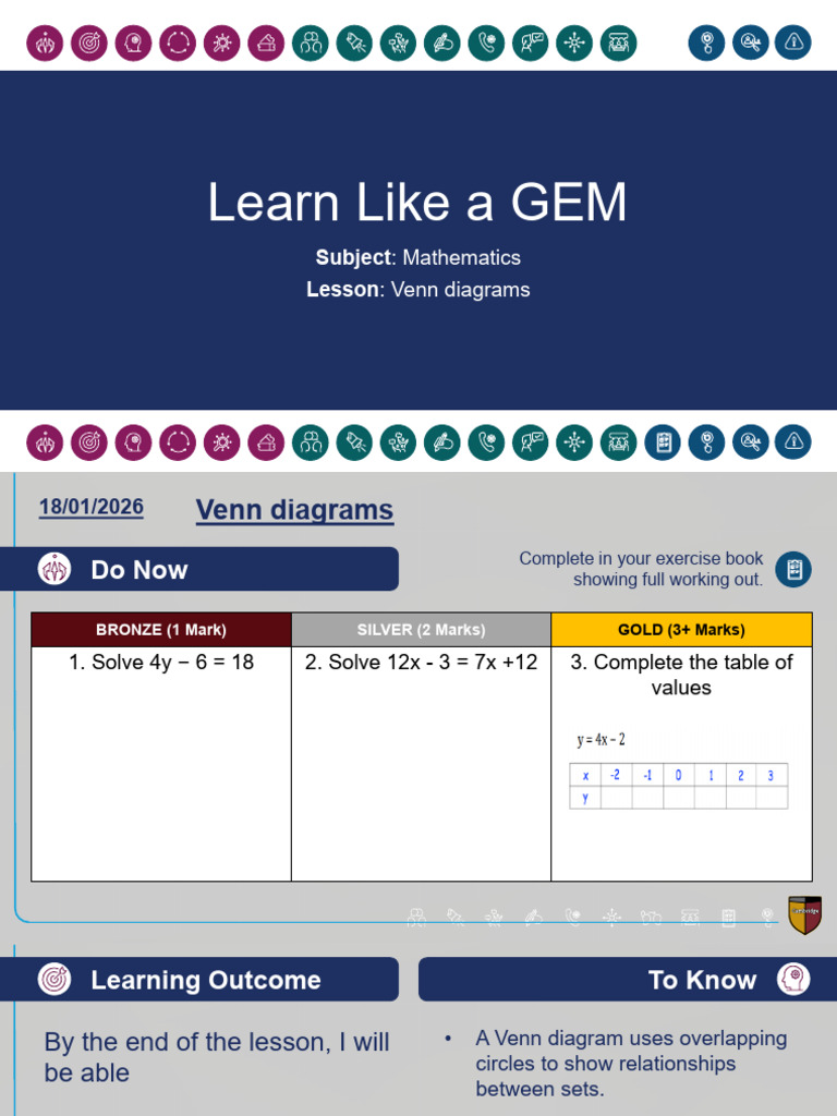 Yr 8 Unit 6 L1 Venn Diagrams | PDF