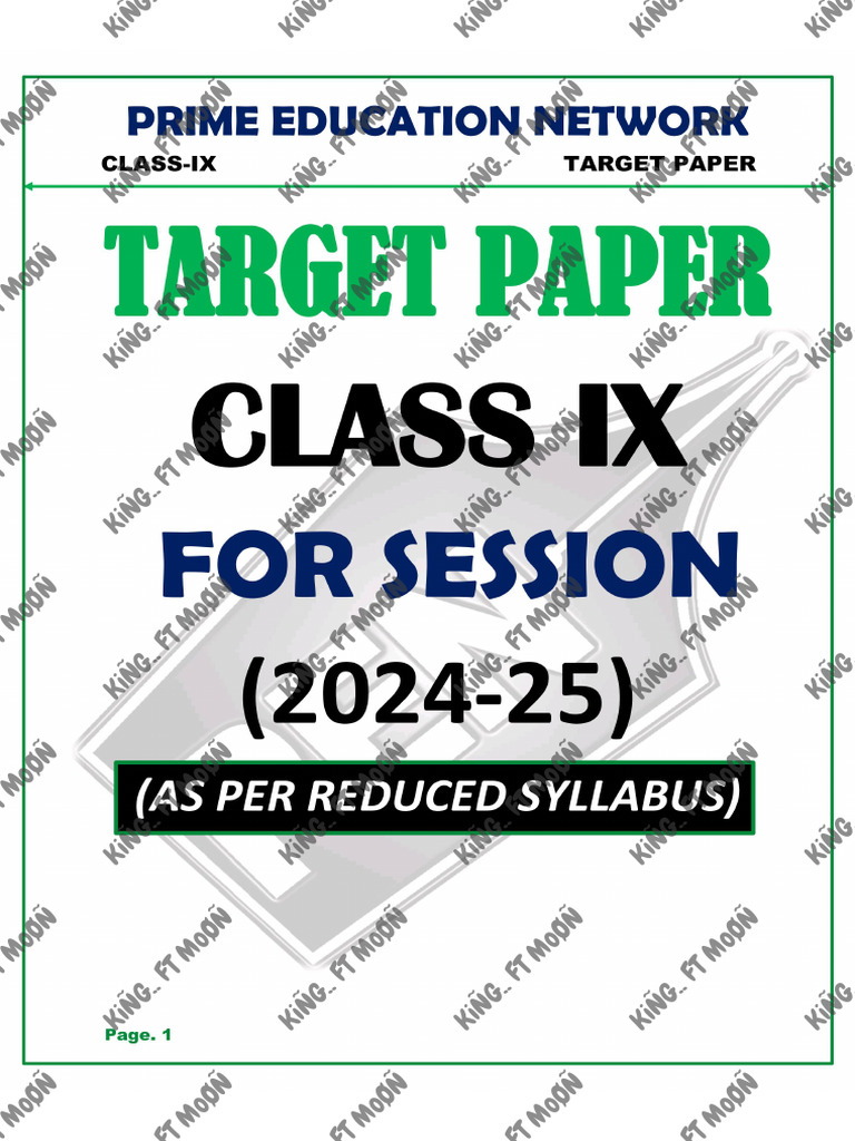 Class Ix Target Paper (2024-25) ...... | PDF